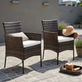 Hommoo 2-Pack Outdoor PE Rattan Armchairs with Removable Off-White ...