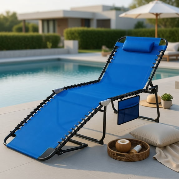 Hommoo 4-Position Adjustable Folding Chaise Lounge Chair, with ...