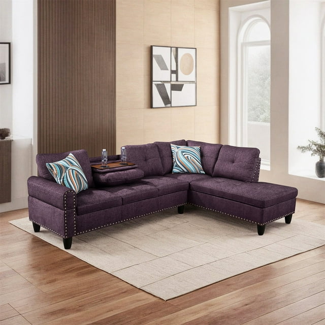 Free Shipping! Hommoo 4-Seat Linen Sectional Sofa Sets, L Shaped ...