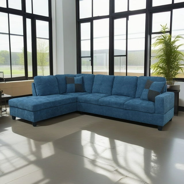 Hommoo 4 Seat Living Room Furniture Sets Flannel Sectional Sofa Modern L Shaped Couches And