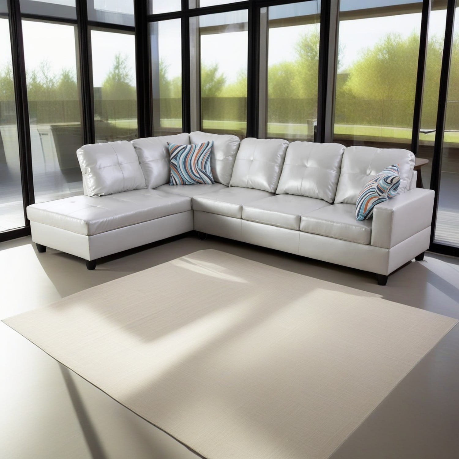 Free Shipping! Hommoo 4-Seat L-Shaped Semi PU Leather Sectional Sofa ...