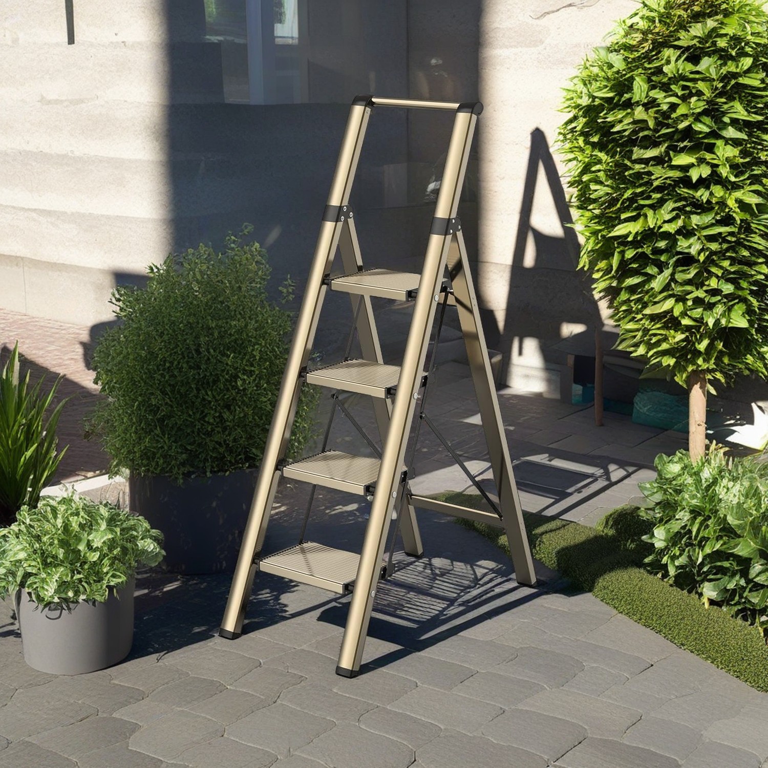 Hommoo 4 Step Ladder,Folding Step Stool with Convenient Handgrip for ...