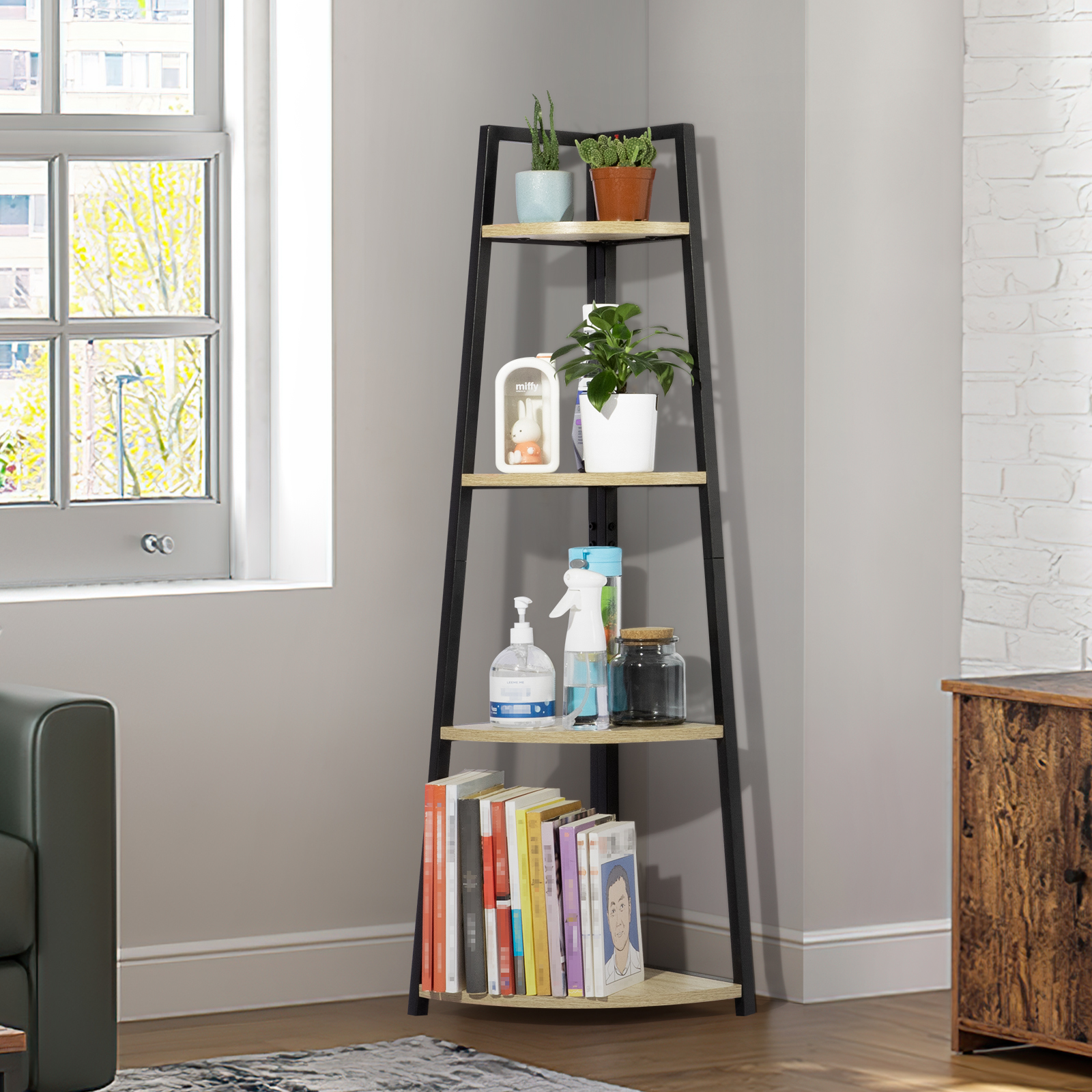 Turn-N-Tube 5 Tier Corner Display Rack Multipurpose Shelving Unit; Dark ...