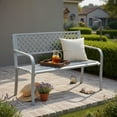 Hommoo 50" Outdoor Metal Garden Bench, Geometric Lattice Backrest ...