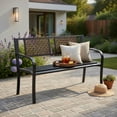 Hommoo 50" Outdoor Metal Patio Bench for 2-3 People, Rattan-Style ...