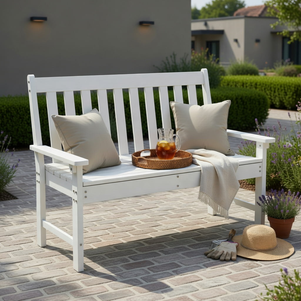 Hommoo 52" All-Weather HDPE Outdoor Bench, Weatherproof, Eco-Friendly ...