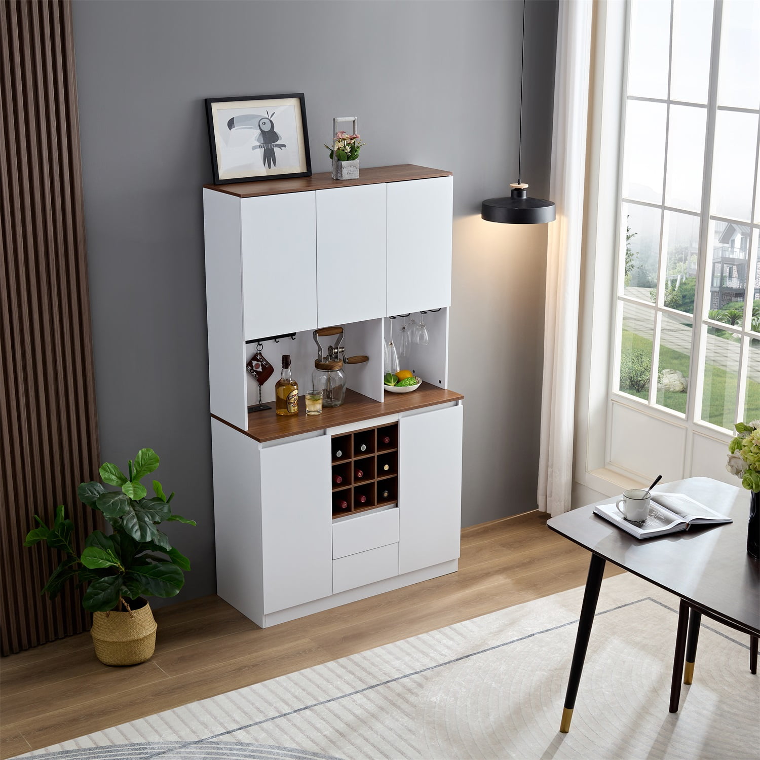 Hommoo 68.89" Tall Kitchen Buffet Cabinet with Storage, Modern Coffee ...