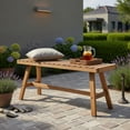 Hommoo Acacia Wood Outdoor Garden Bench Set, Sturdy Slatted Patio Bench ...