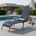 Hommoo Adjustable Folding Patio Chaise Lounge Chair, Heavy-Duty Steel ...