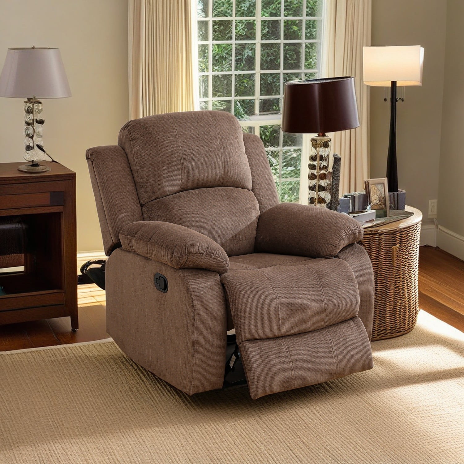 Hommoo Corduroy Manual Single Rocker Recliner Sofa, Heavy Duty ...