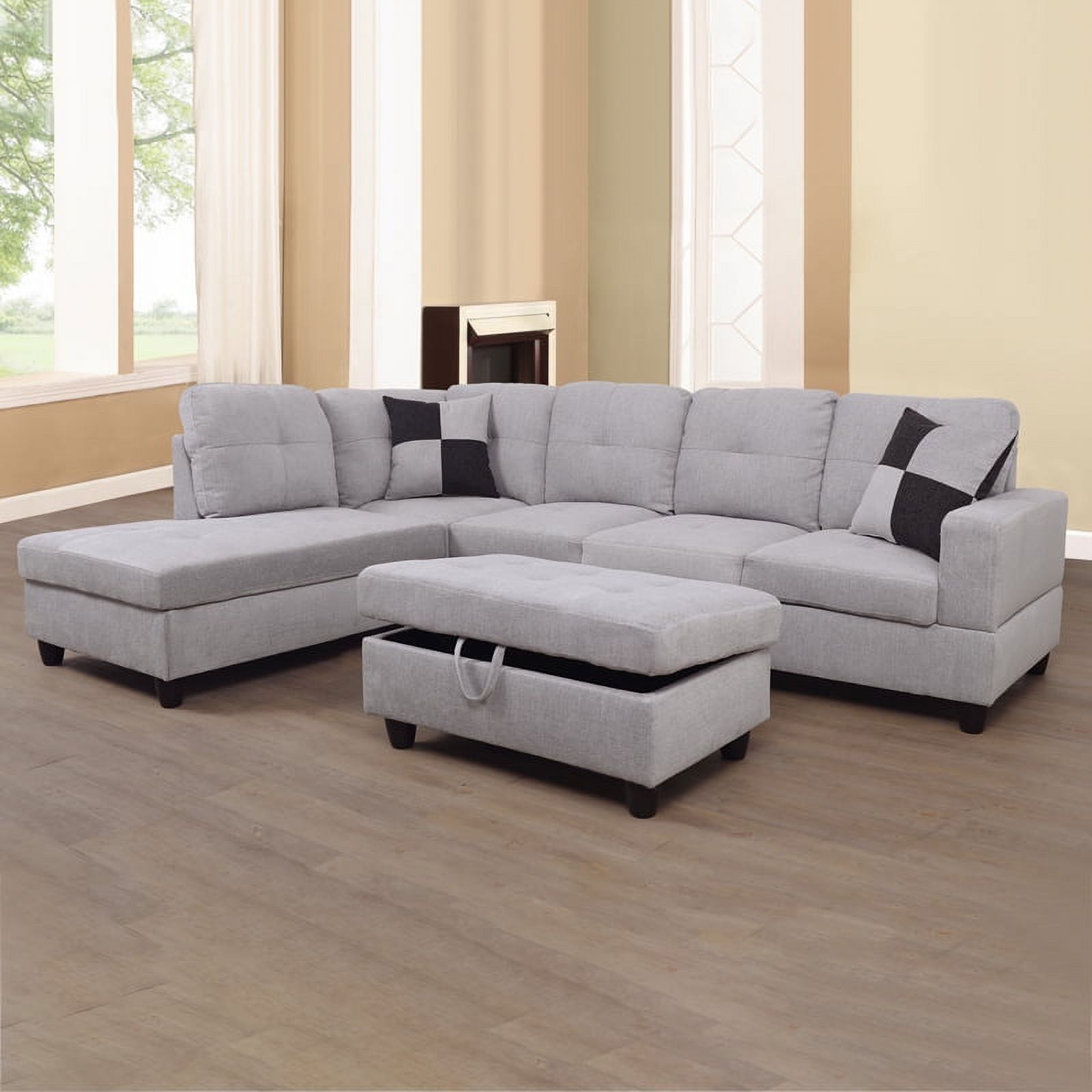 Traditional Dark Oak & Floral Chenille 3Pcs Sofa Set By Homey Design HD ...