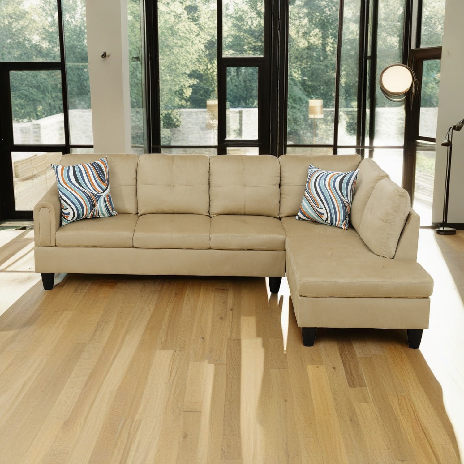 Flannel 4-Seat Couch Sofa Set - Beige Flannel - Walmart.com