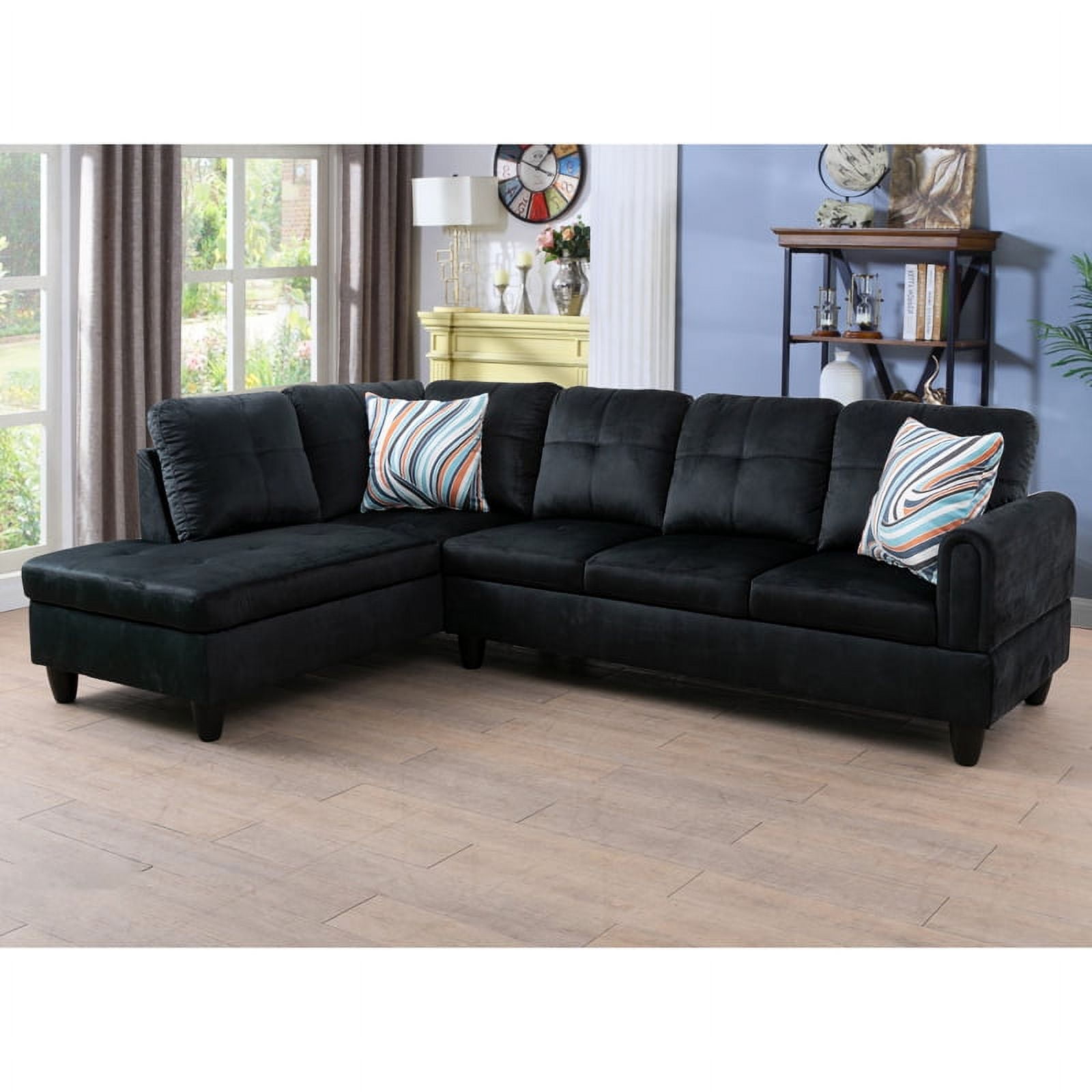 Hommoo Flannel 4-Seat Couch Sofa Set, L Shaped Couch Living Room Sofa ...