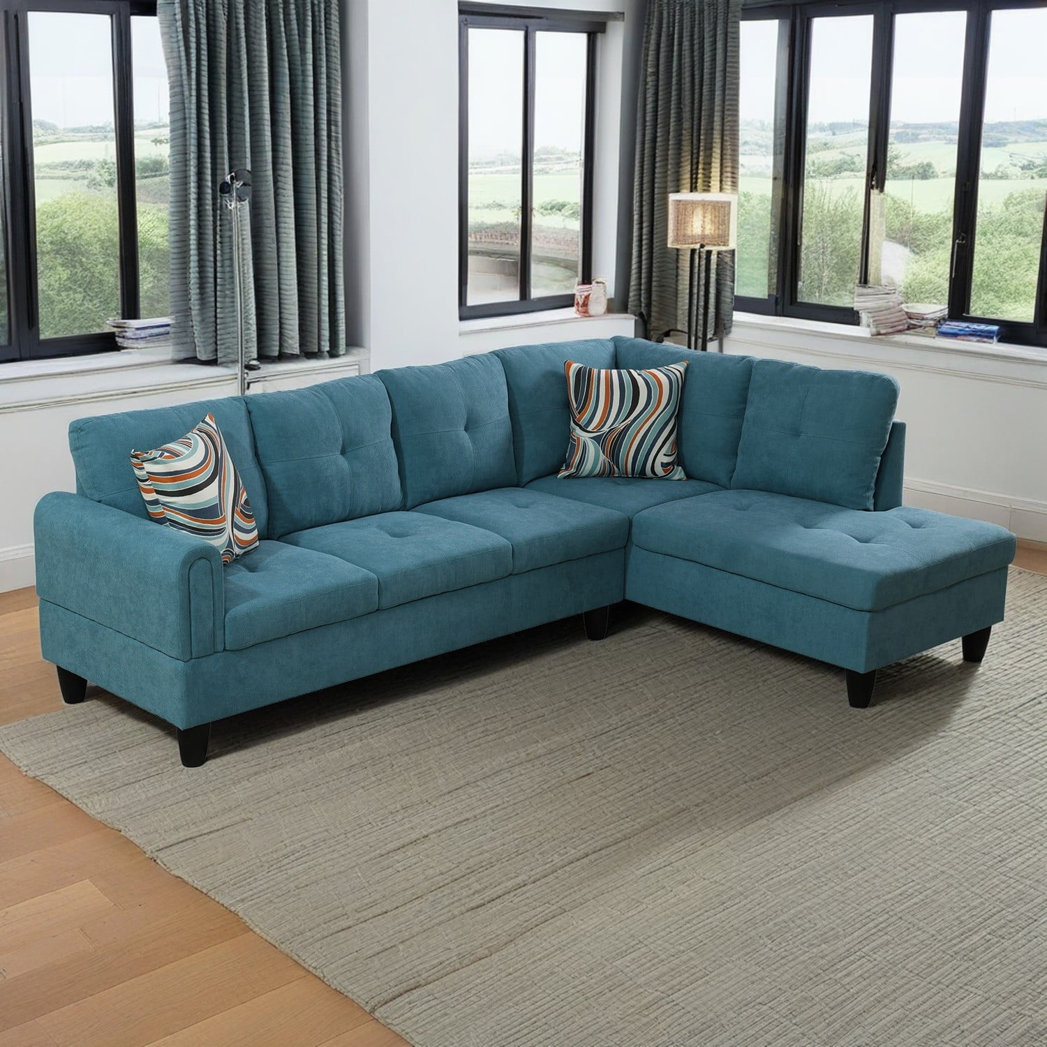 Hommoo Flannel Living Room Furniture Sets, 4-Seat Couches and Sofa Set ...