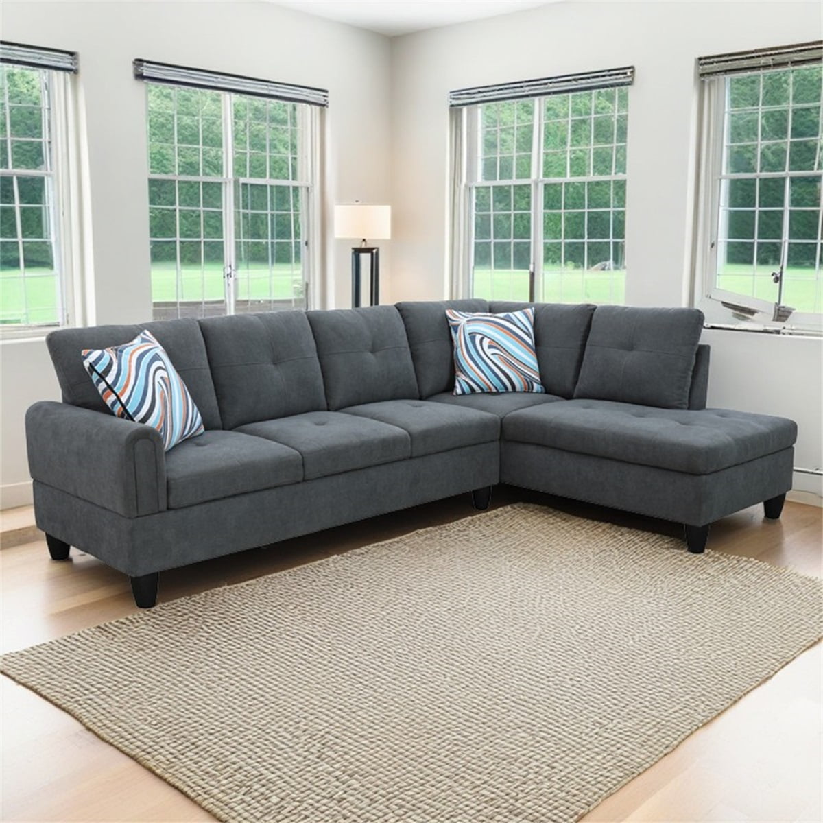 Hommoo Flannel Living Room Furniture Sets, 4-Seat Couches and Sofa Set ...