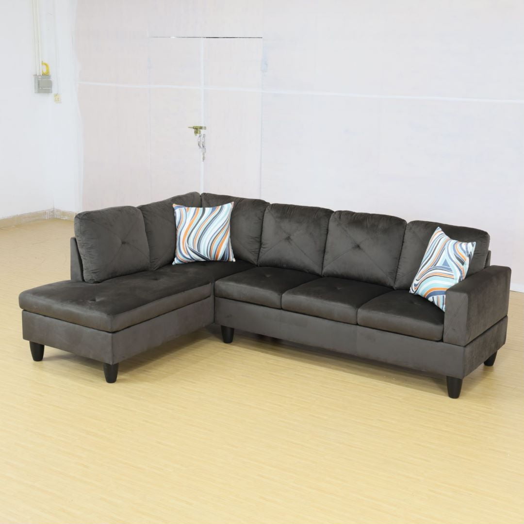 Hommoo Flannel Modern Sectional Sofa, Living Room Furniture Sets,L ...