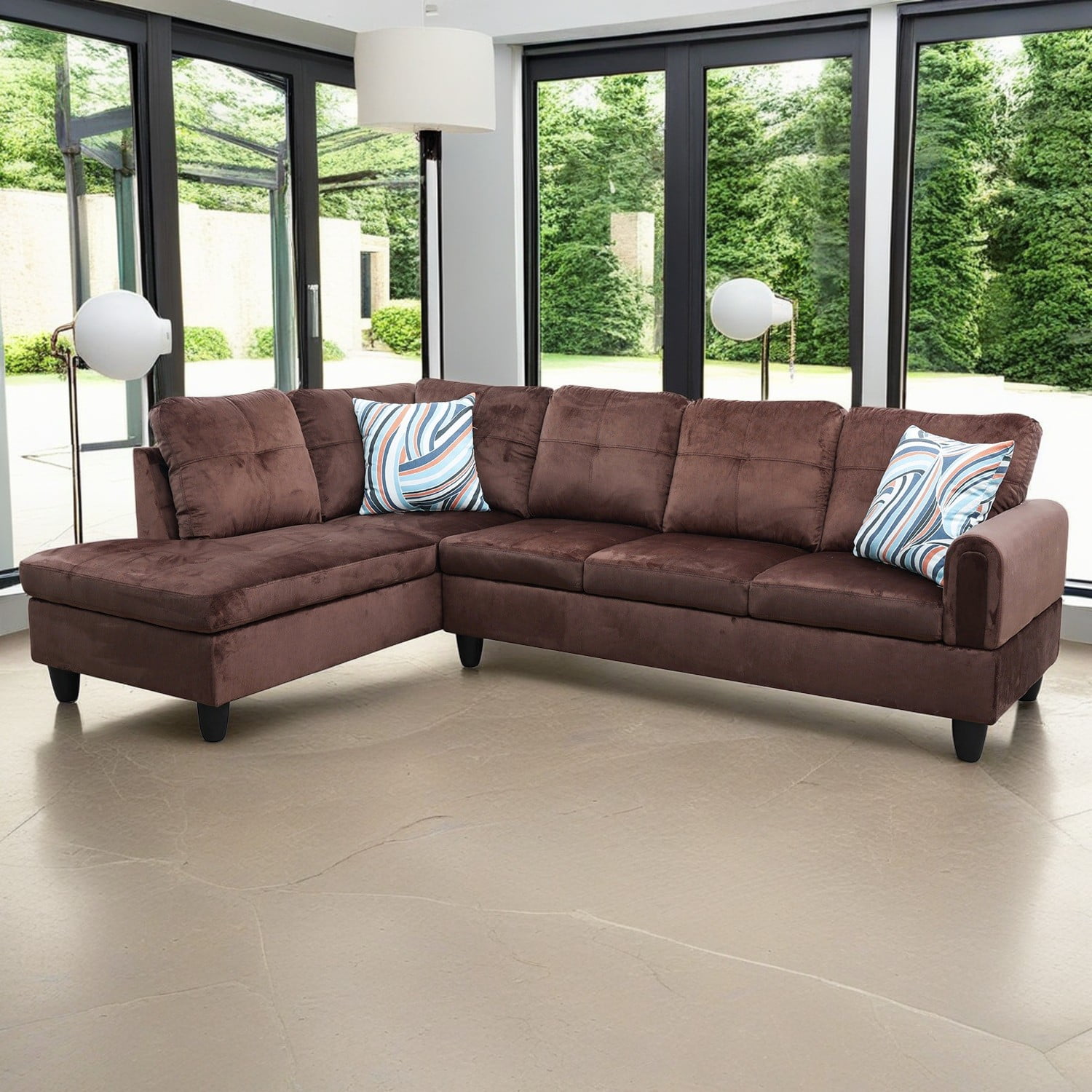 Hommoo Flannel Sectional Couch Sofa Set, Modern L Shaped Couch Living ...