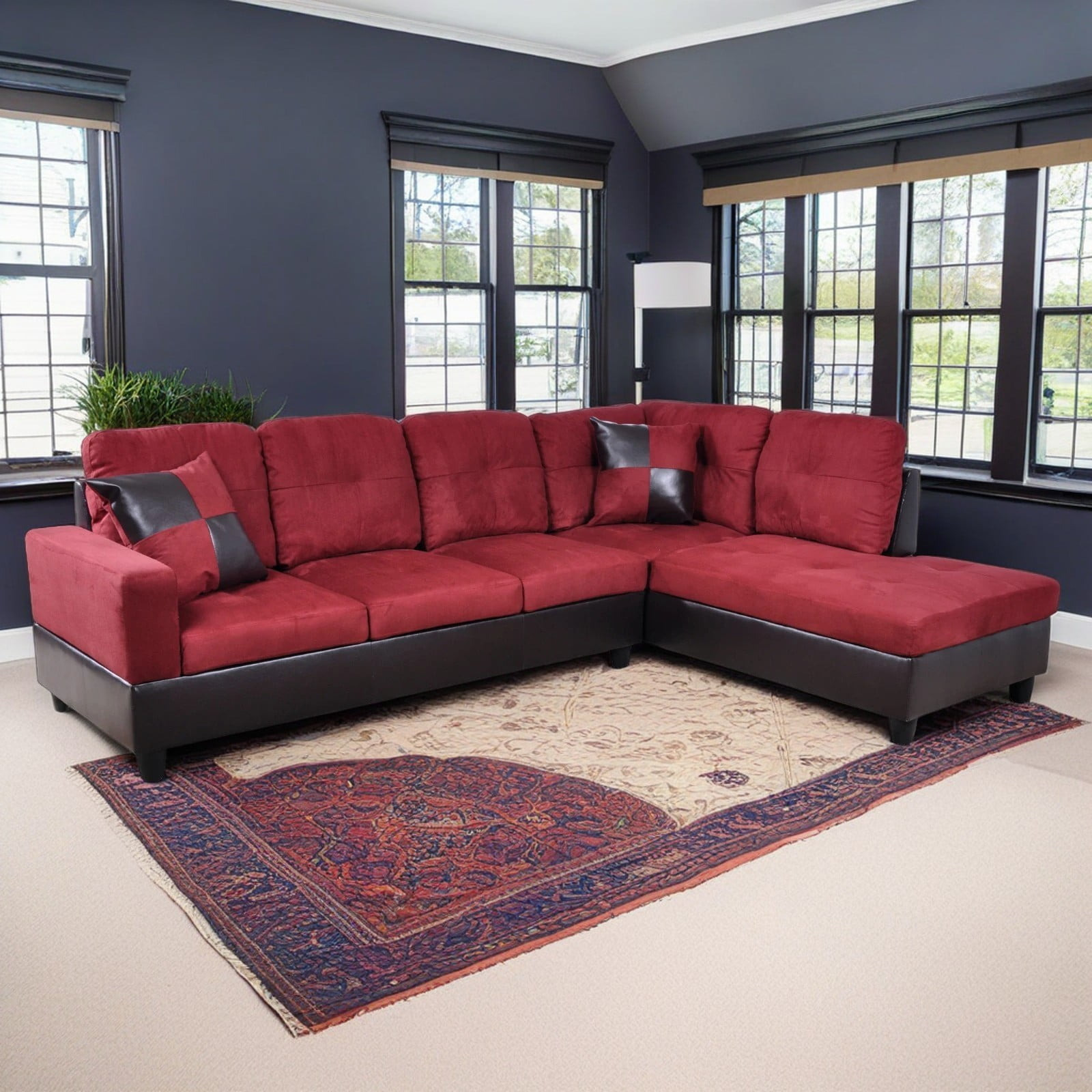 Hommoo Flannel and PVC Living Room Furniture Sets, L Shaped Couches and ...