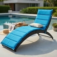 Hommoo Folding Outdoor Rattan Lounge Chair with Cushion, Portable ...