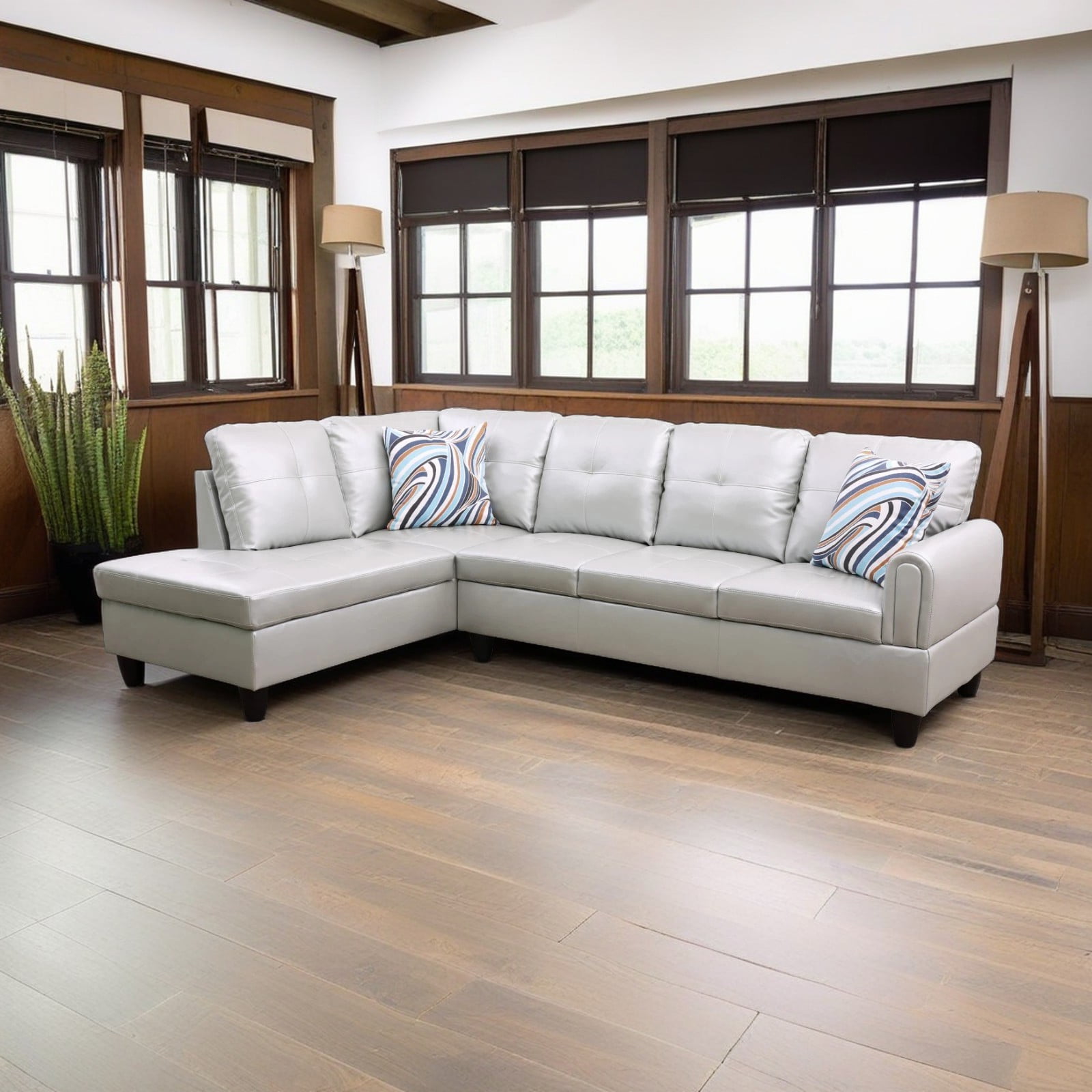 Hommoo L Shaped 4-Seat Couch, Faux Leather Sectional Couches and Sofas ...