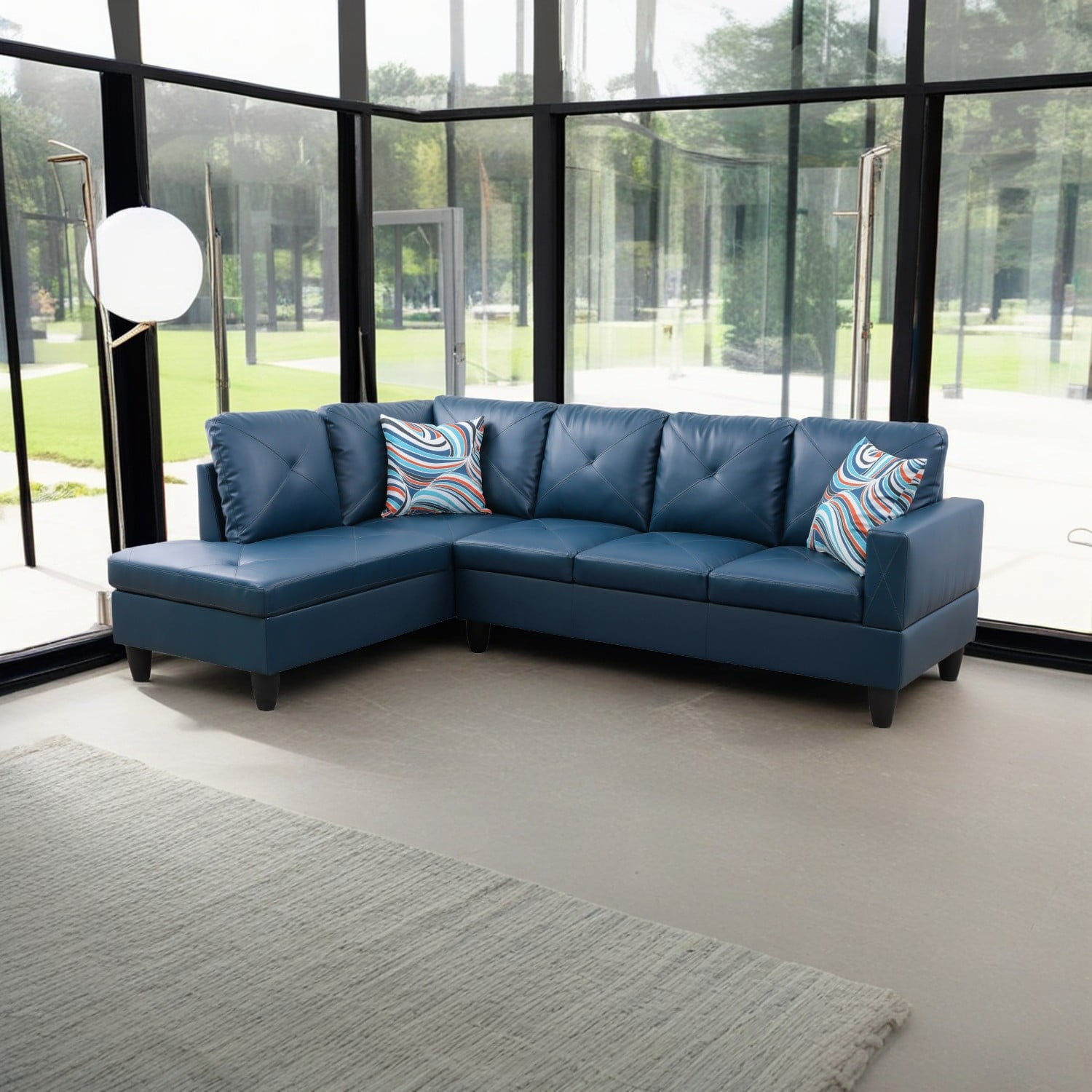 Free Shipping! Hommoo L Shaped Sectional Couches and Sofas, 4-Seat Faux ...