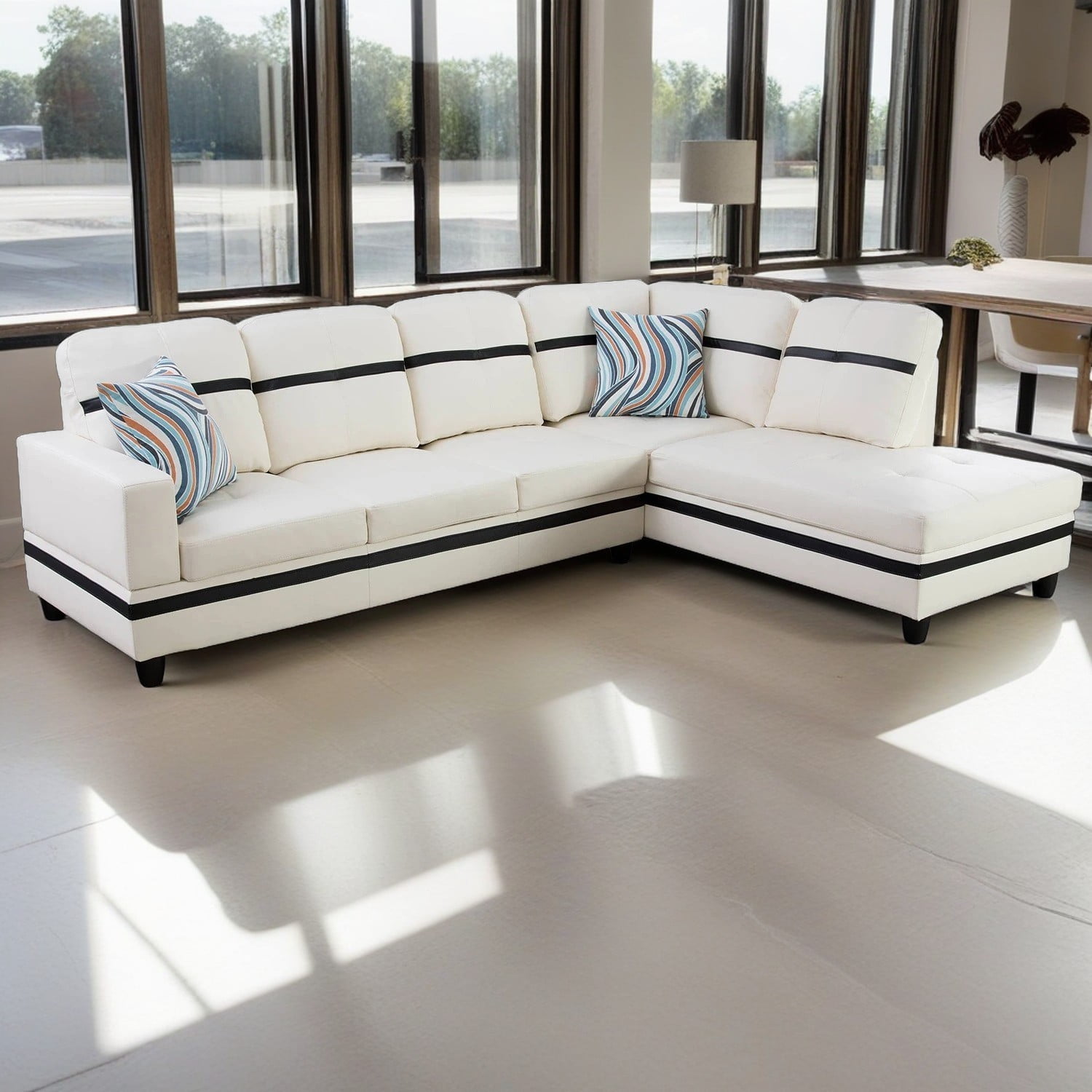 Hommoo L Shaped Sectional Couches and Sofas, 4-Seat Semi Semi PU ...