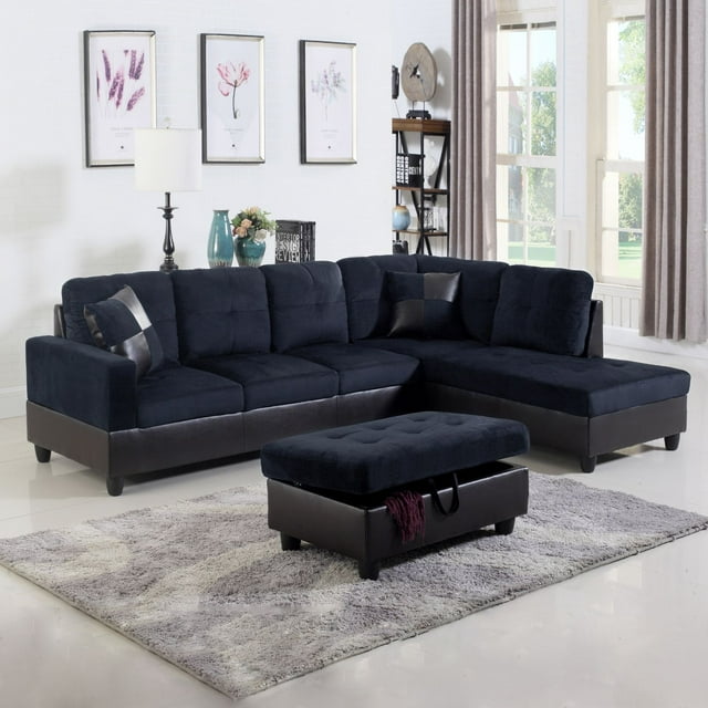 Hommoo Lint&PVC Sectional Sofa Couch Sectional Couch, L Shaped ...