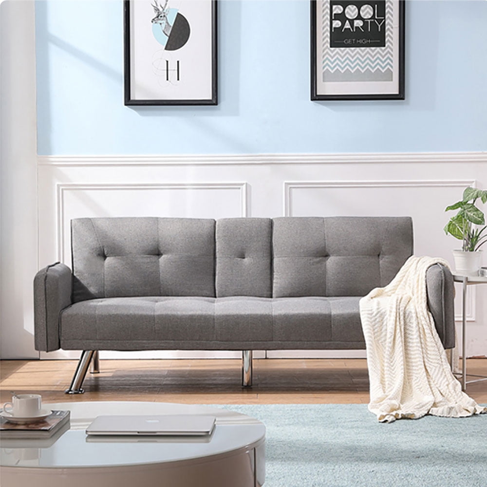 Mid Century Modern 2 Tone Sleeper Futon Sofa | Cabinets Matttroy