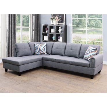 Hommoo Couch Sofa Set, Modern L-Shaped Sofa for Living Room, Flannel ...