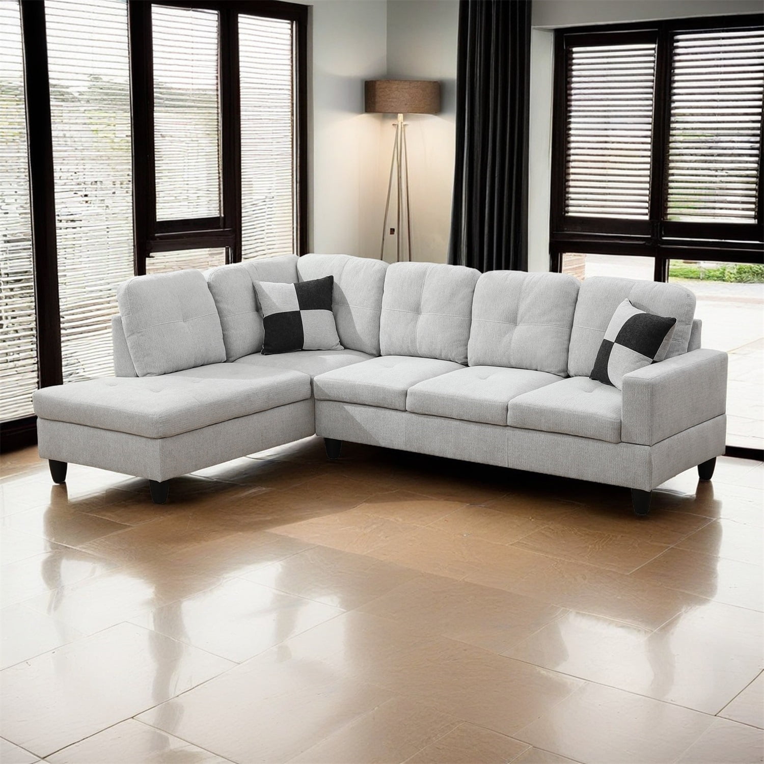 Hommoo Modern Couches and Sofa Set, Flannel Living Room Furniture Sets ...