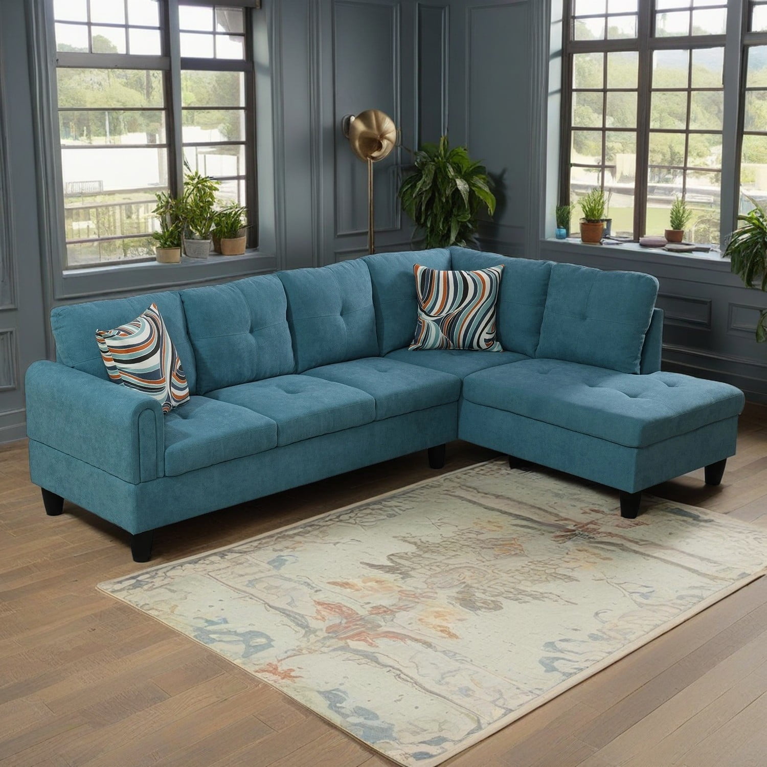 Free Shipping! Hommoo Modern Flannel L-Shaped Sectional Couch Sofa ...