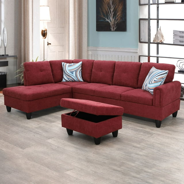 Hommoo Modern Flannel Living Room Furniture Sets Sectional Couches and ...
