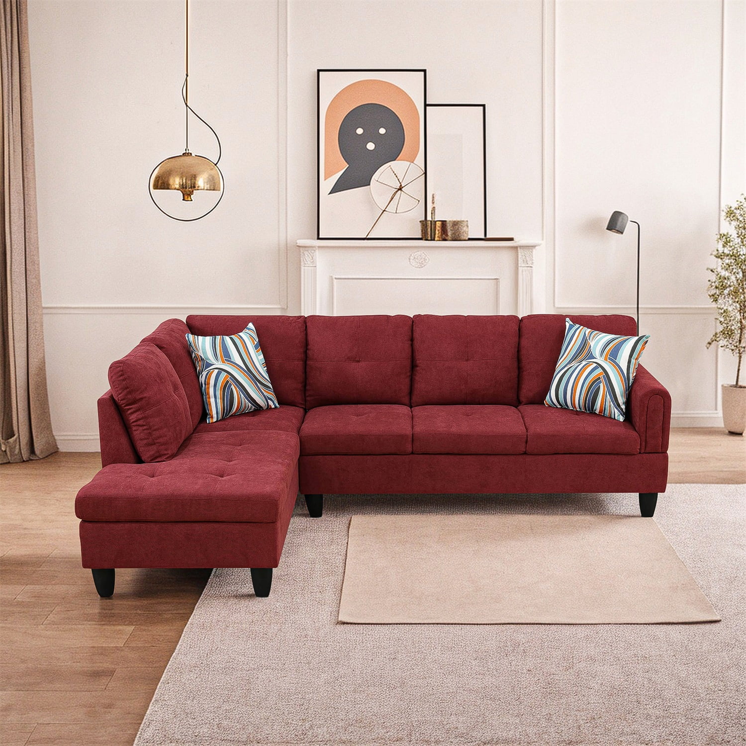 Large red sectional sofa store