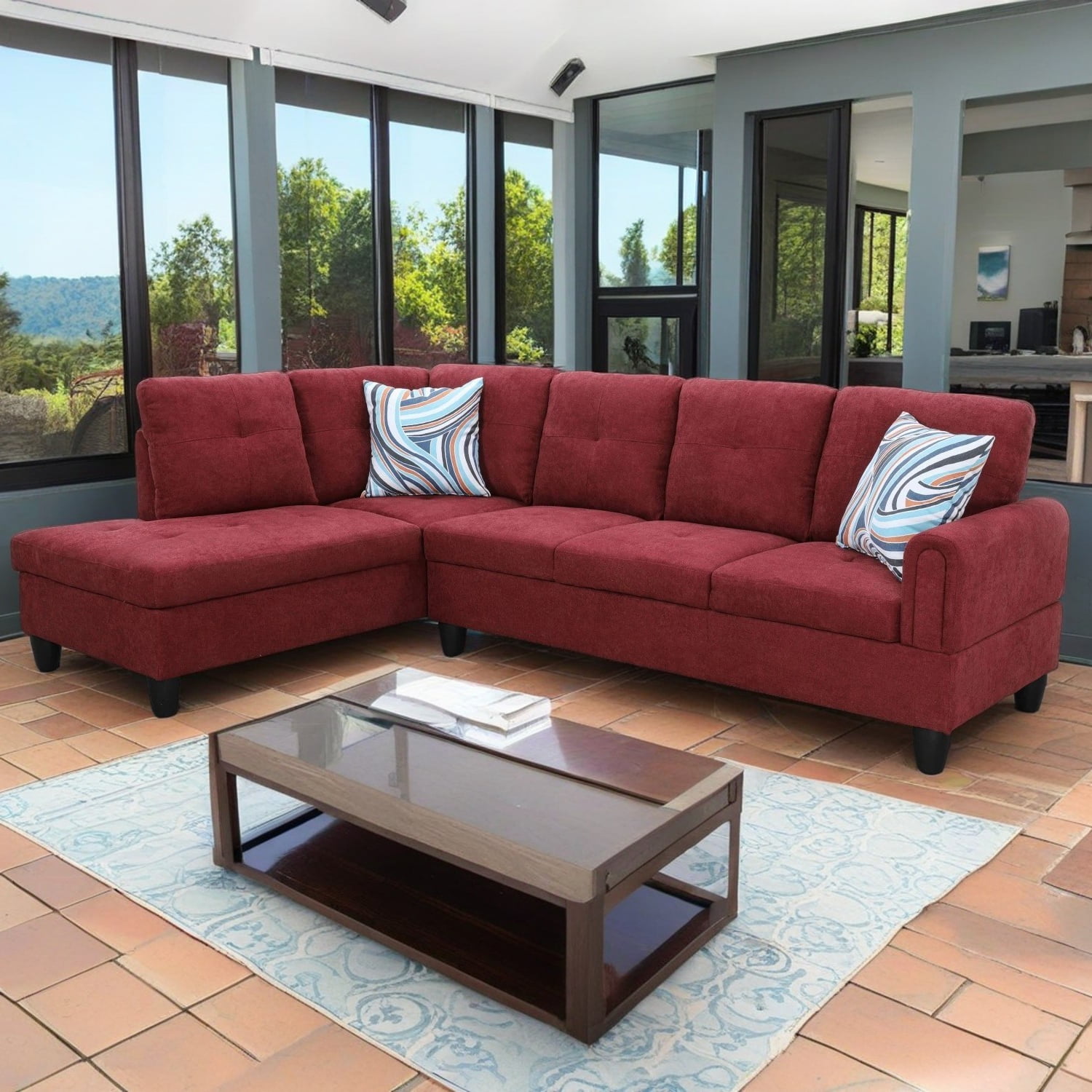 Hommoo Modern Flannel Living Room Furniture Sets Sectional Couches and ...