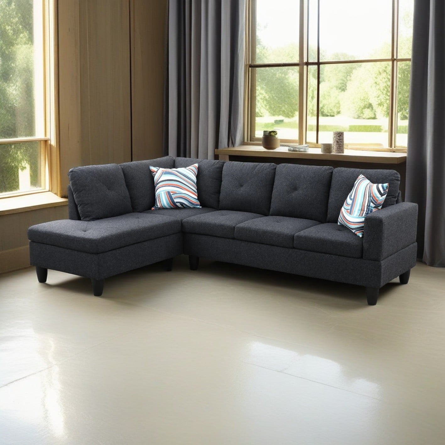 Hommoo Modern Flannelette L Shaped Couches and Sofas Model, 4 Seat ...