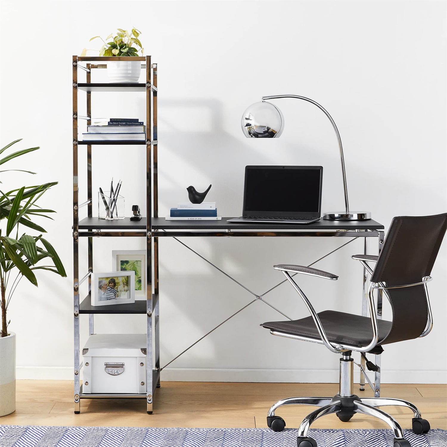 ACME Modern Wooden Computer Desk with Shelves, Spacious Storage, Black ...