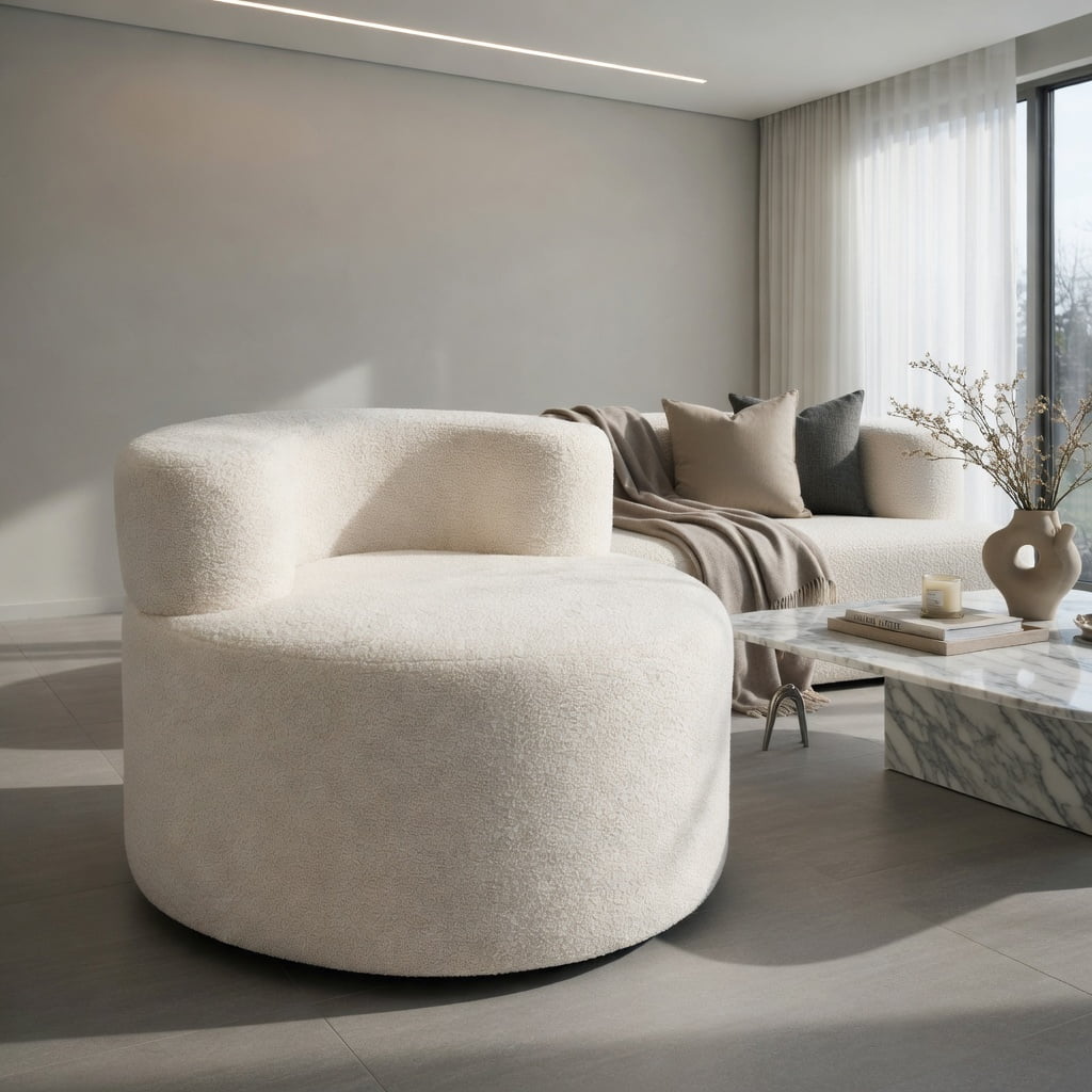 Hommoo Moon-Shaped Teddy Fleece Floor Sofa Chair, Single Seater Bean ...