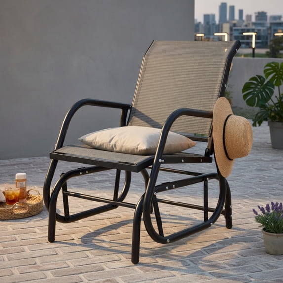 Hommoo Outdoor Single Swing Glider Rocking Chair, Heavy-Duty Steel ...