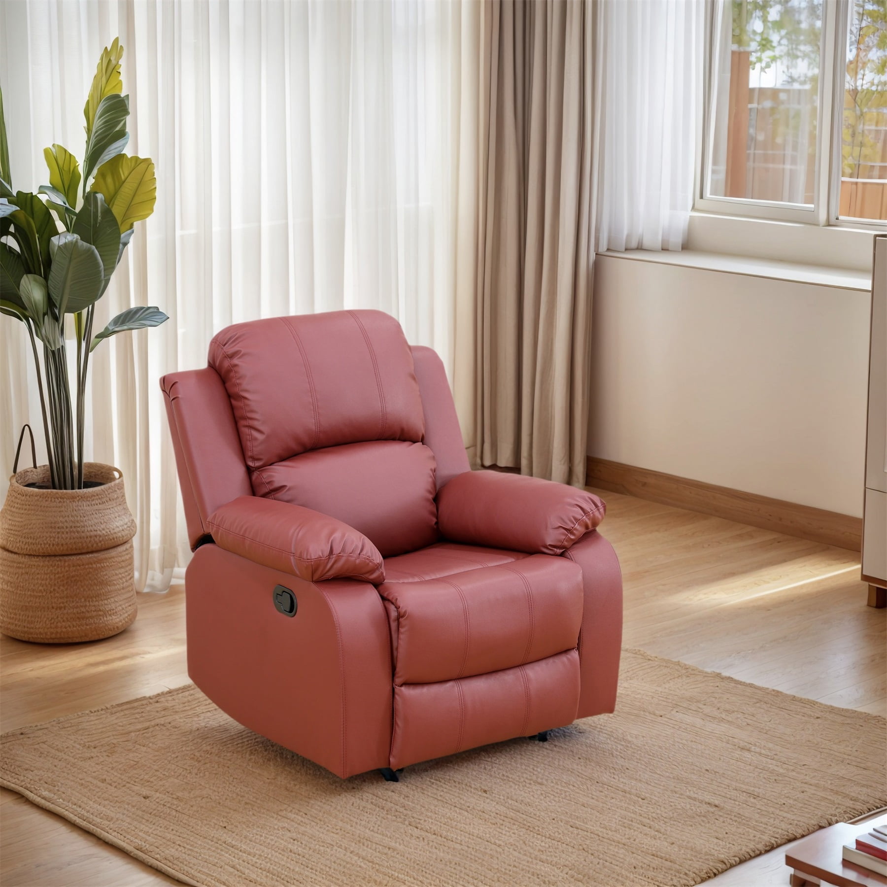 Hommoo Semi PU And PVC Leather Manual Recliner Chairs for Living Room ...