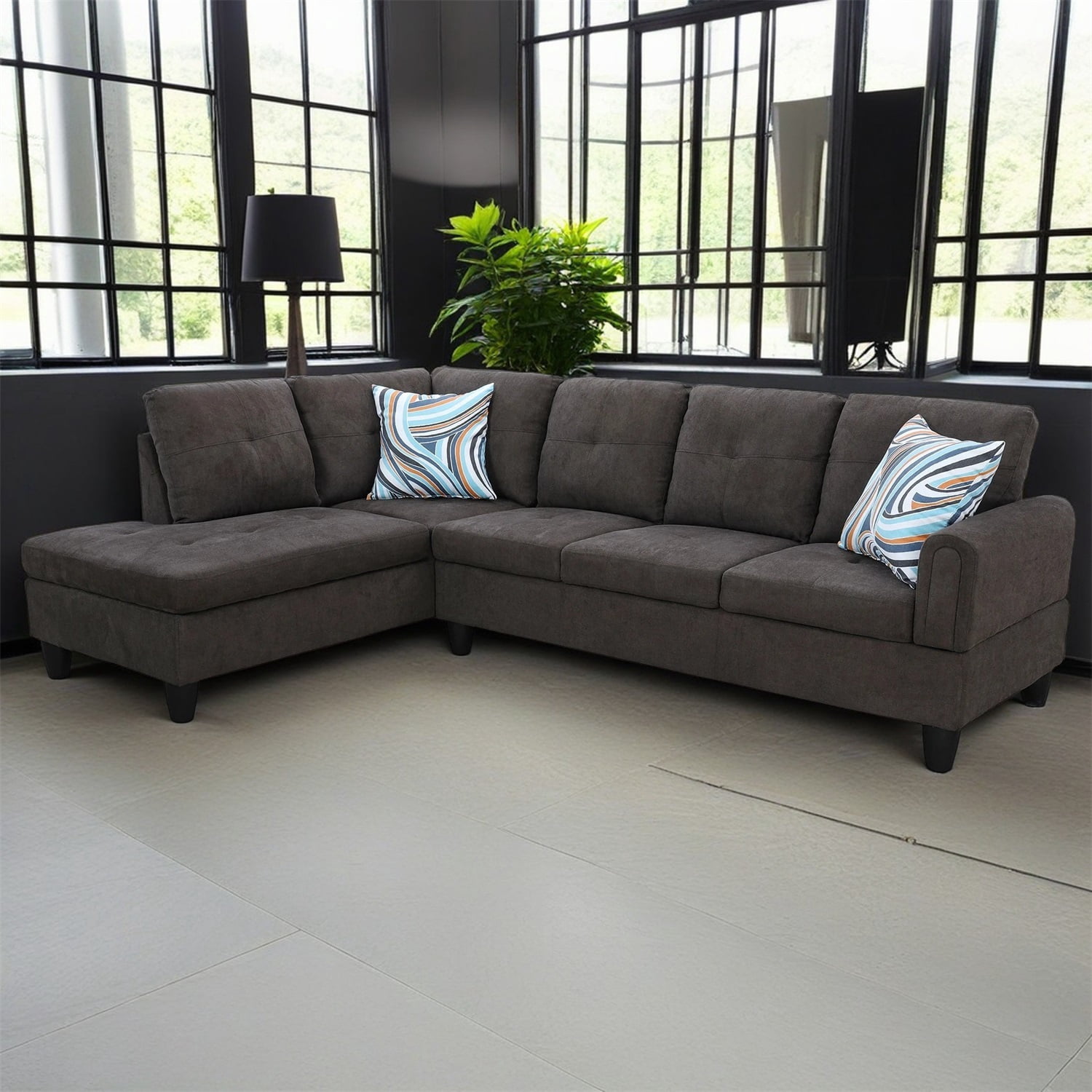 Hommoo Sofa Set,Flannel Living Room Sofa Set,L-Shaped Sectional Sofa,2 ...