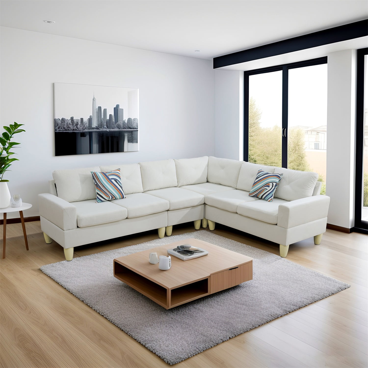 Hommoo Sofa Set,Massa Flannel 4-Piece Couch Living Room Sofa Set ...