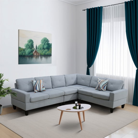 Hommoo Sofa Set,Massa Flannel 4-Piece Couch Living Room Sofa Set ...