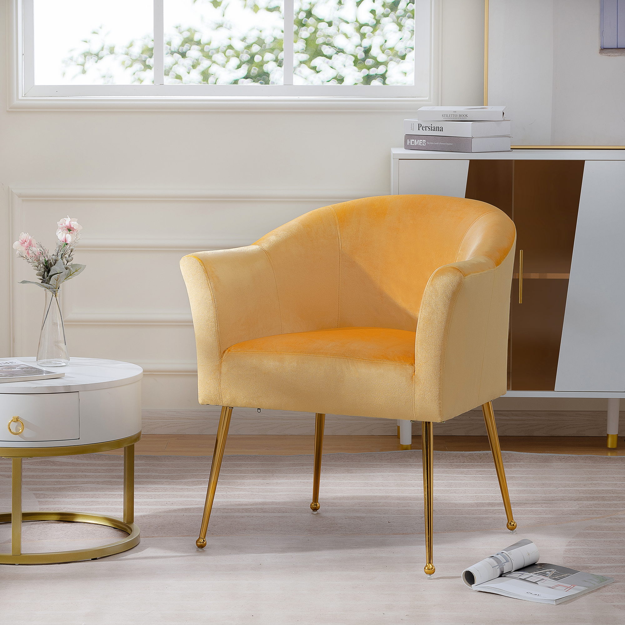 Hommoo Velvet Accent Chair with Wood Frame, Modern Armchair Club ...