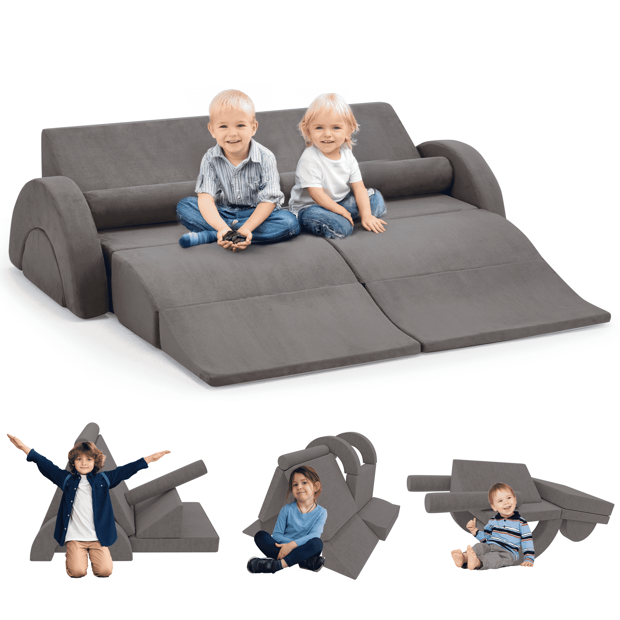 Hommow 14pcs Kids Couch, Modular Kids Play Couch Kids Sofa, Versatile ...