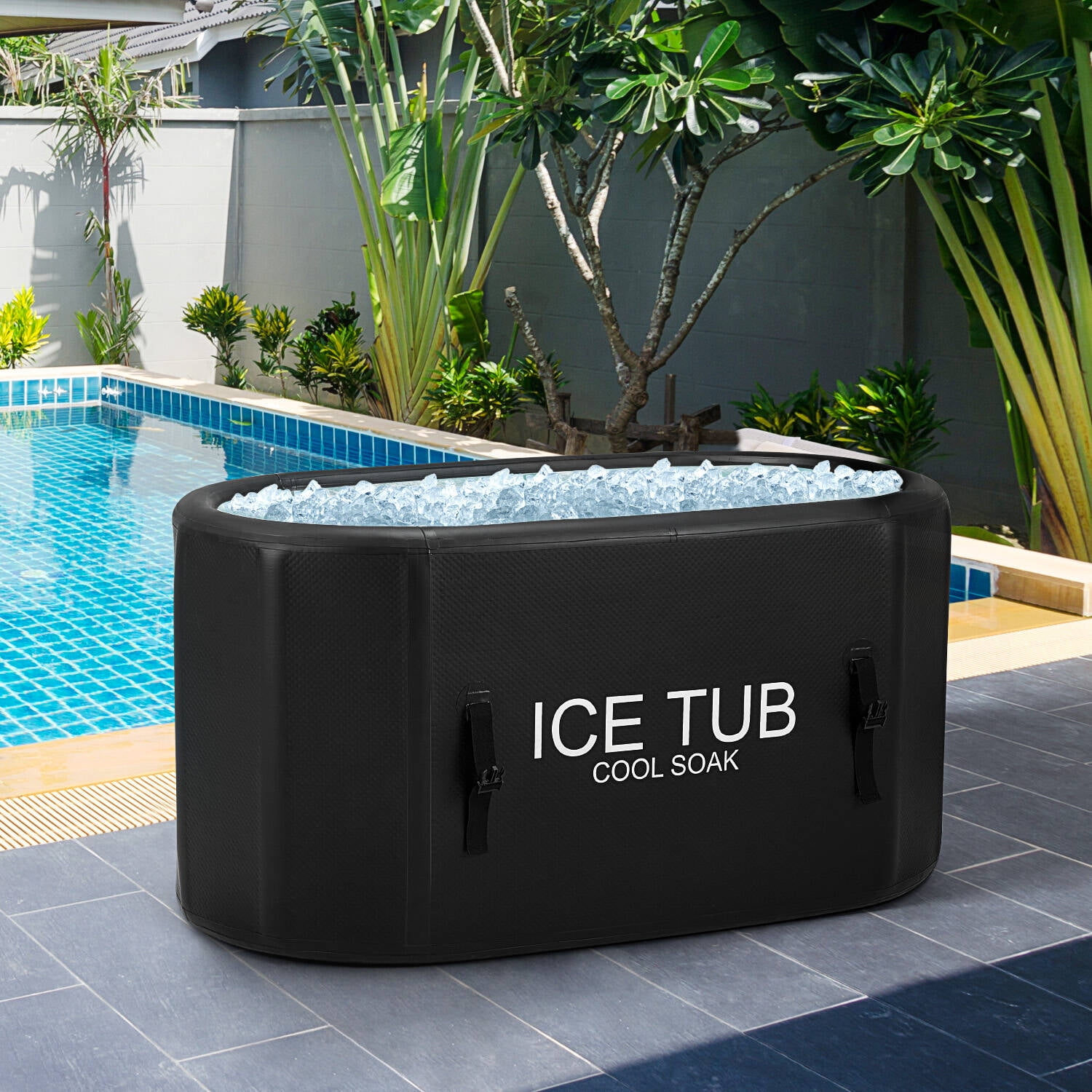 Richryce Inflatable Cold Plunge Tub with PVC Insulated Lid, Portable ...