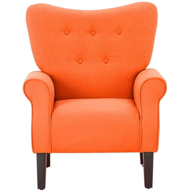 Hommow Mid Century Wingback Arm Chair,High Back Accent Chair,Orange ...