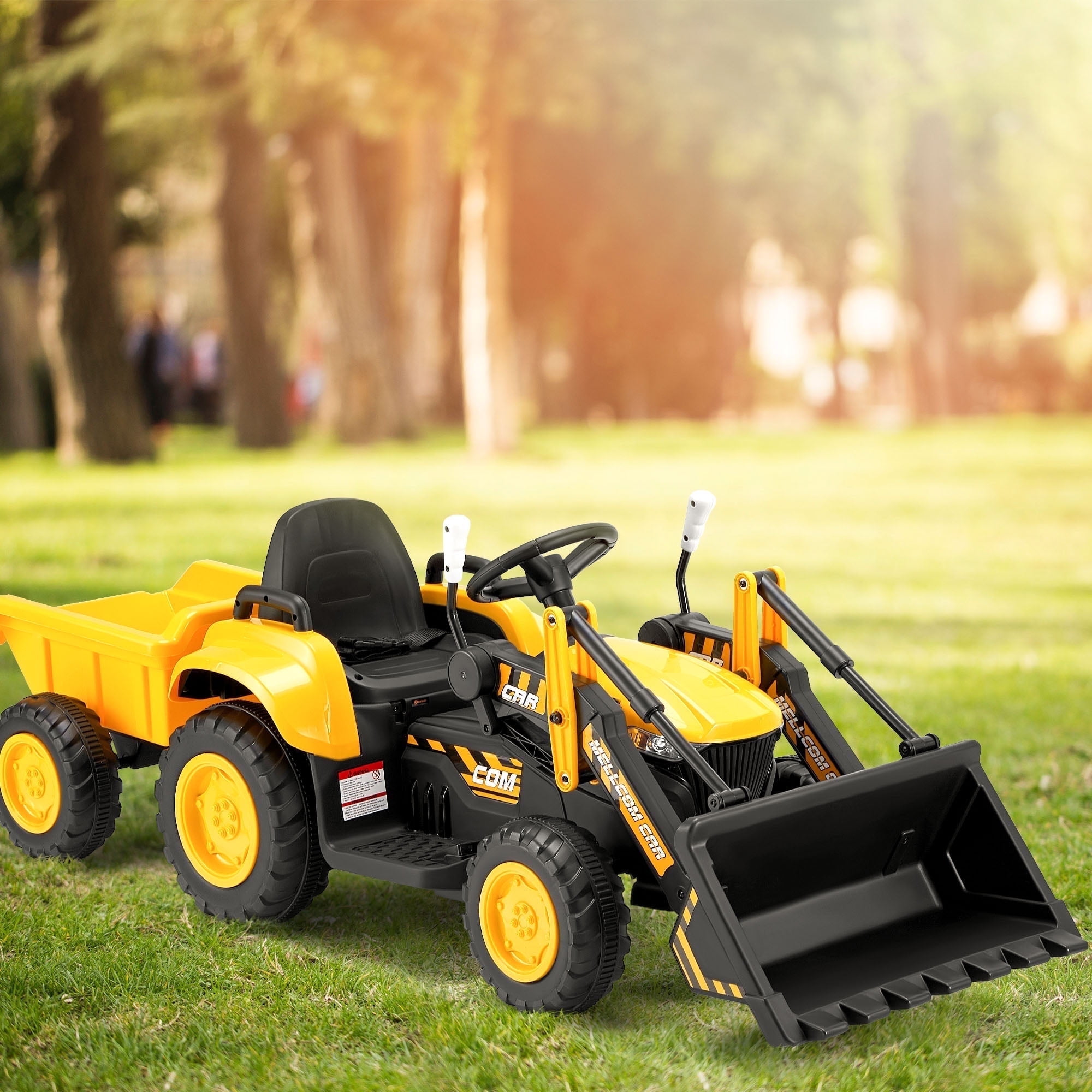 HOMMOW Ride on Bulldozer Toys with Remote Control, 12V Battery Powered ...