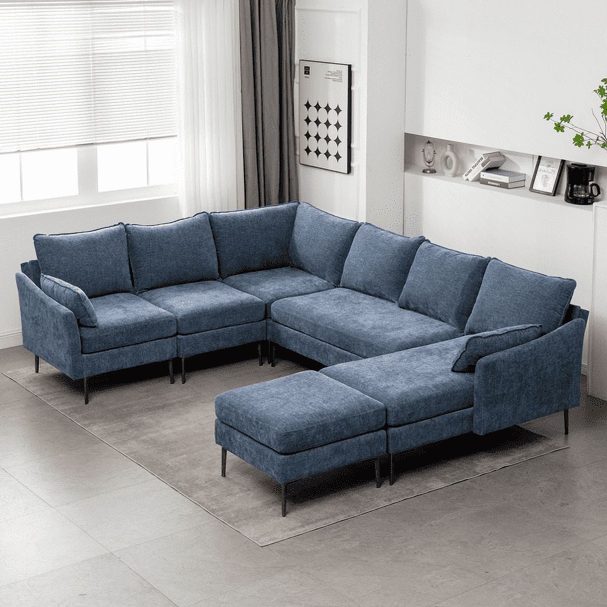 Hommow Durable & Comfy U-Shaped Convertible Sectional Sofa with Chaise ...