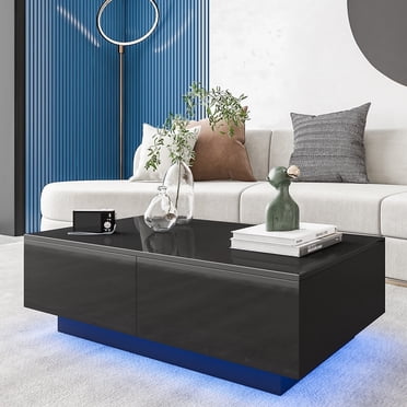 Free Shipping! Dextrus Modern Coffee Table with Storage, High Glossy ...