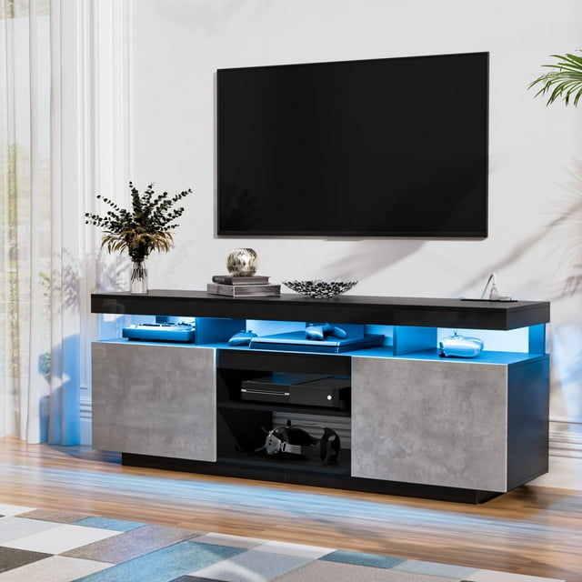 Hommpa LED TV Stand for TVs up to 70" with Power Outlets Modern ...